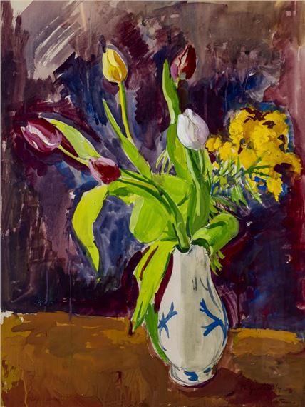 Philip Naviasky | Still Life of Tulips in a Blue and White Vase | MutualArt