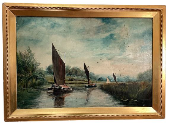 Charles Frederick Rump | Wherry boats sailing on the Norfolk Broads ...