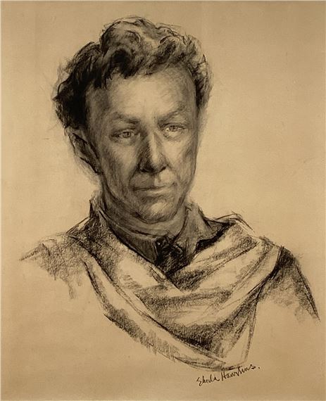 Sheila Hawkins | Two charcoal portraits of John Gregory | MutualArt