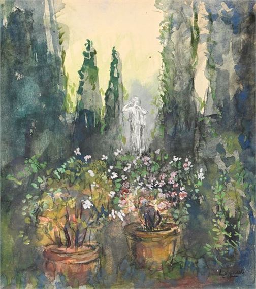 Pierre Laprade | Pierre LAPRADE (1875-1932) Statue and vases of Anduze ...