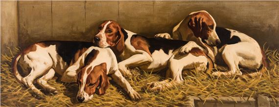 Charles Church | Hounds in a Kennel | MutualArt
