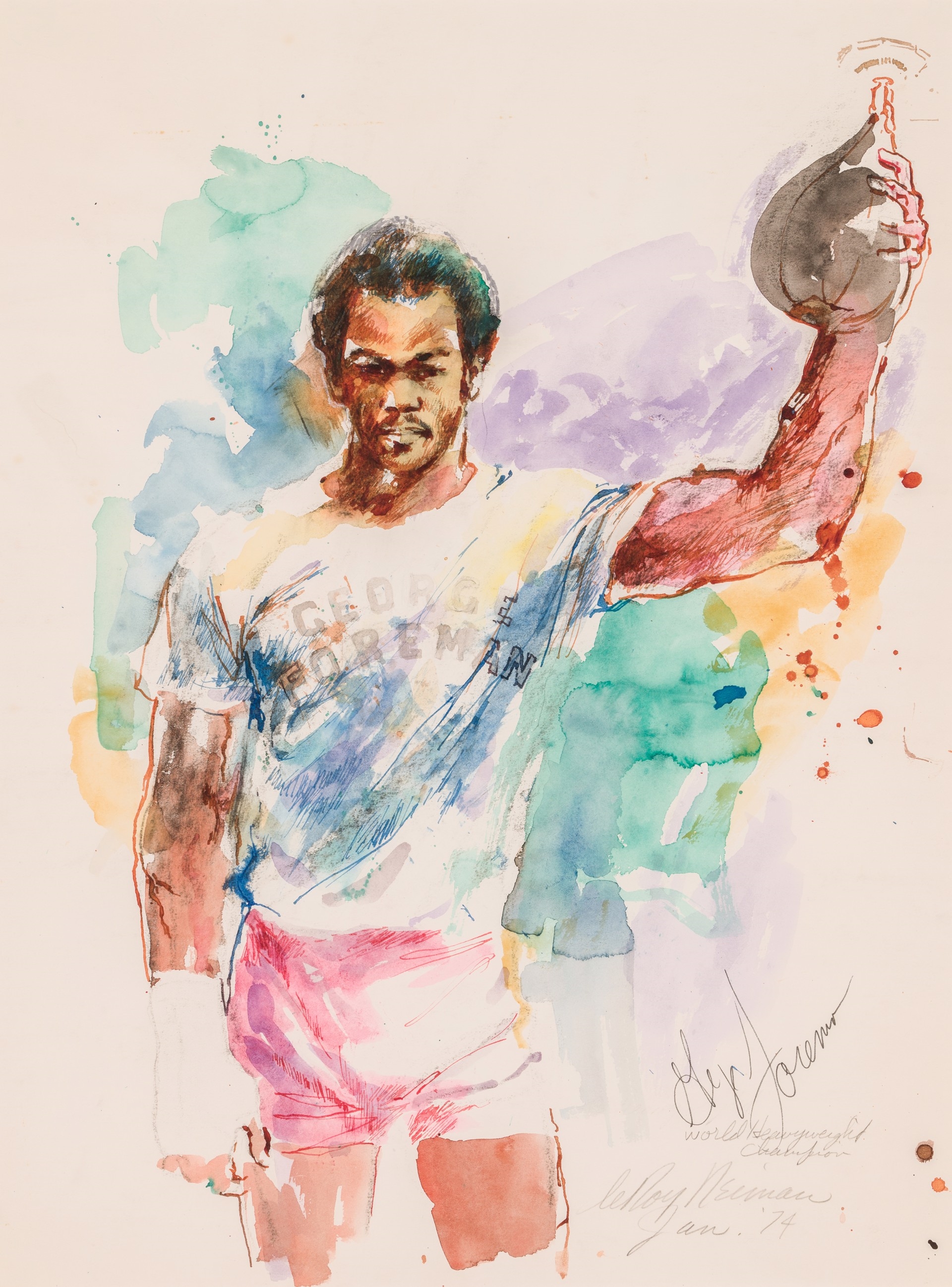 LeRoy Neiman | George Foreman, World Heavyweight Champion (74) | MutualArt