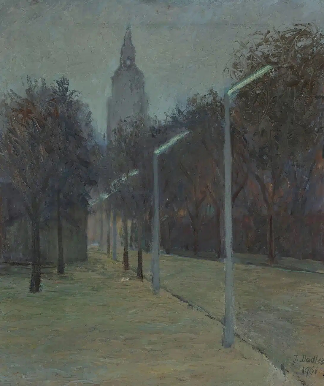 Julian Dadlez | WIDOK OLSZTYŃSKI Z WIEŻĄ RATUSZA (1961) | MutualArt