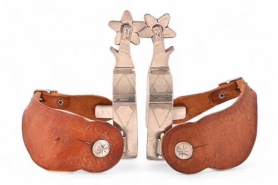 John Wayne | Nocona McChesney Marked John Wayne Pattern Spurs | MutualArt