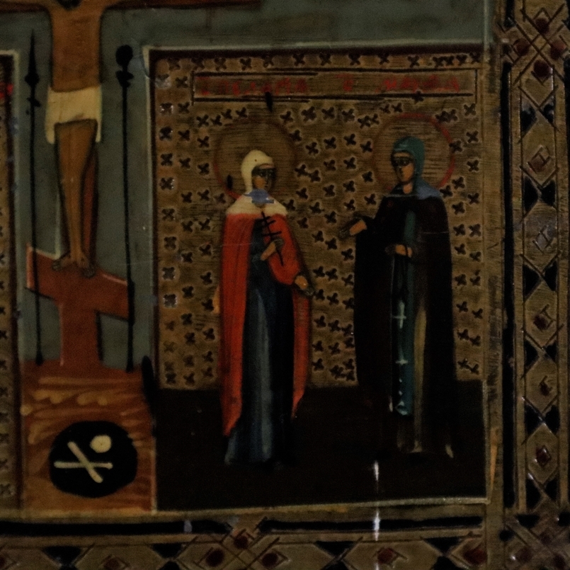 Russian School, 18th Century | Vierfeldikone mit der Kreuzigung Christi - Russland, 19. Jh ...