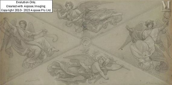 François Victor Eloi Biennourry | Projet de plafond avec les 4 vertus ...