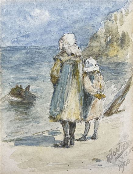 Robert Jobling | Two Girls Looking Out to Sea at Staithes (1908 ...