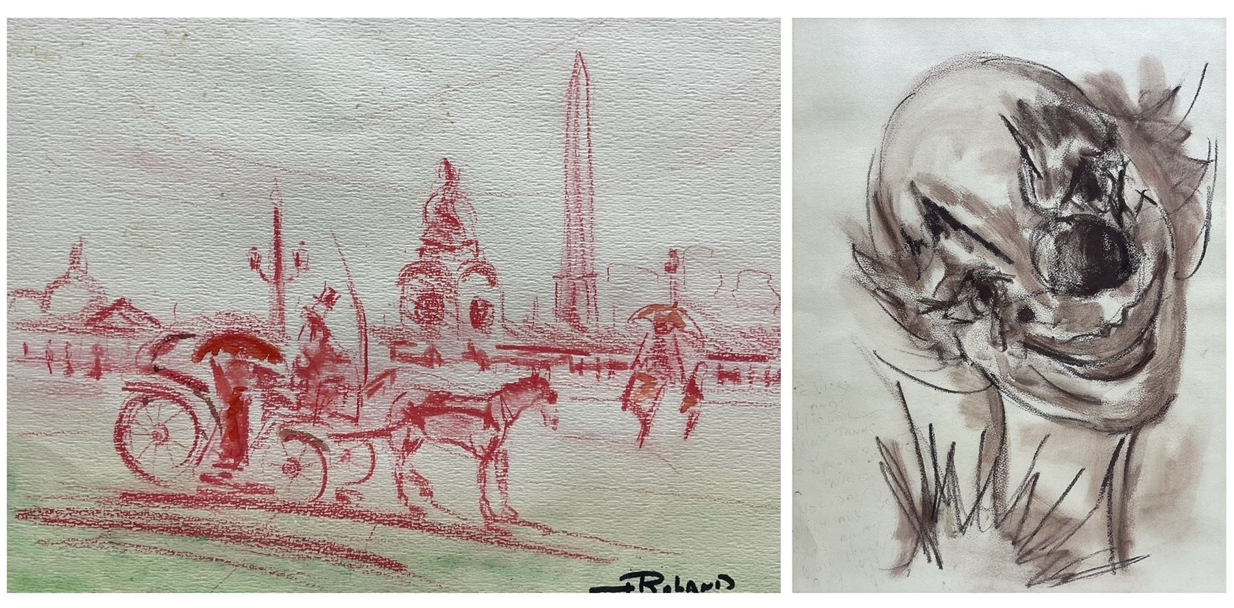 Henry Roland | Portrait of a Clown and Horse Drawn Carriage | MutualArt