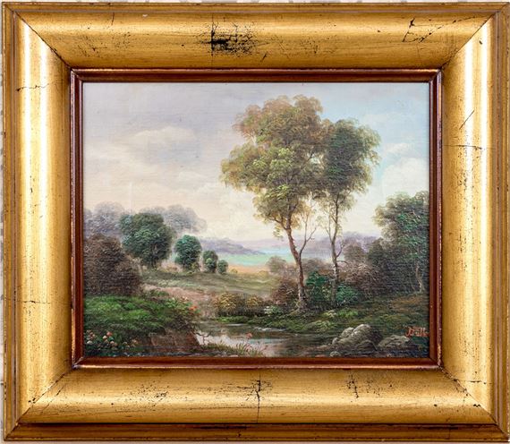 J. Fuller | Landscape With River And Tall Trees | MutualArt