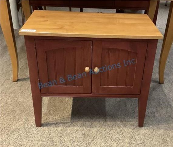 Ethan Allen | Red with maple top Ethan Allen cabinet | MutualArt