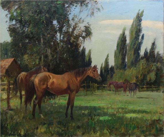 Edward Brian Seago | Herringbone and other mares in a paddock | MutualArt