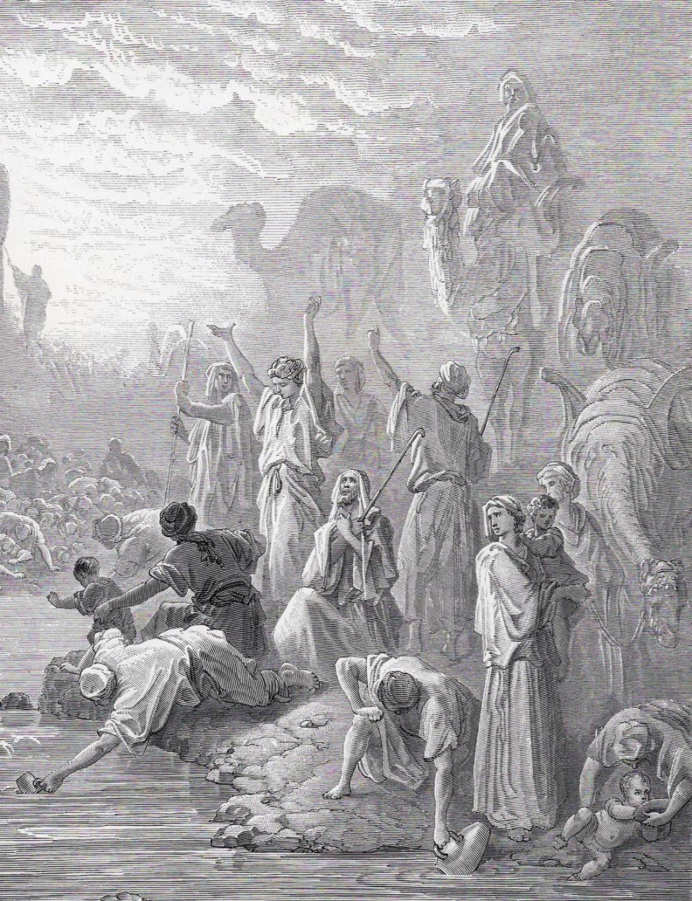 Gustave Doré | Moses Striking the Rock in Horeb (From Dore's Bible ...