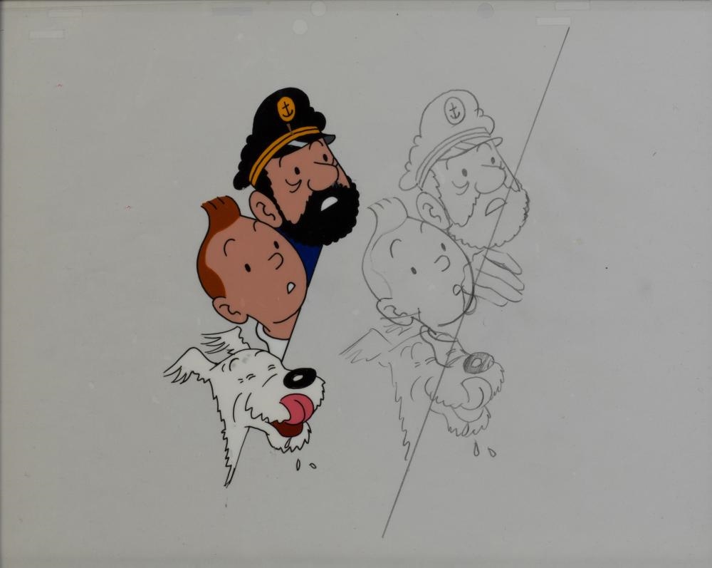 Hergé | Cellofaan storyboard met potloodtekening voor tekenfilm Kuifje ...