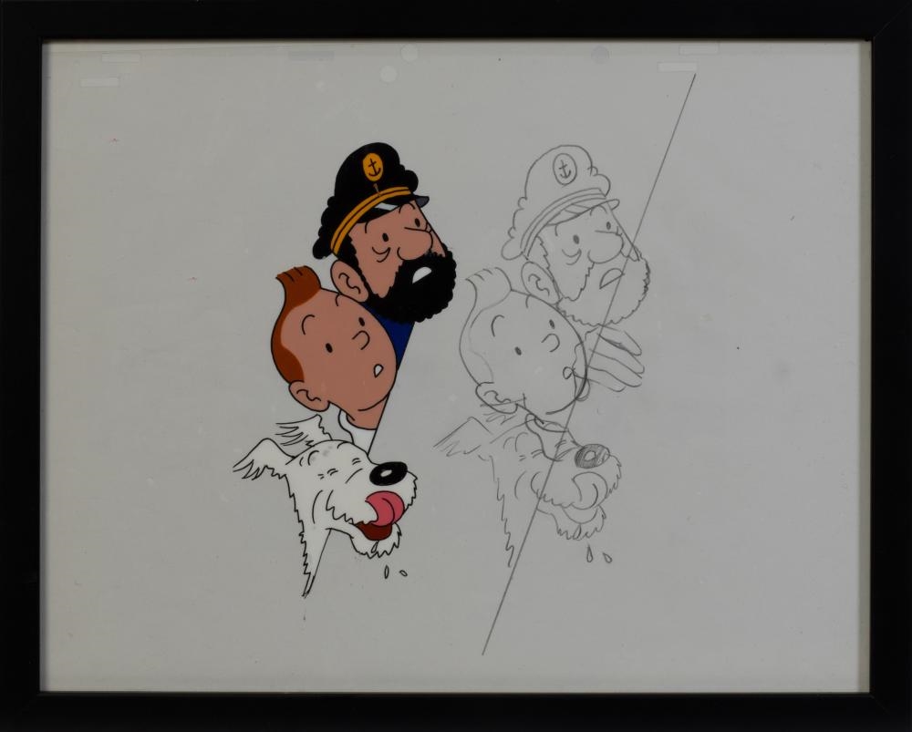 Hergé | Cellophane storyboard with pencil drawing for cartoon Tintin ...