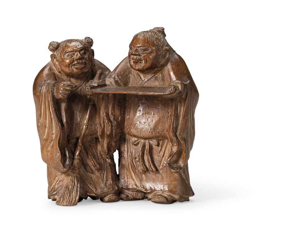 Chinese School, 20th Century | A Bamboo Carved 'Hehe Erxian' Group ...