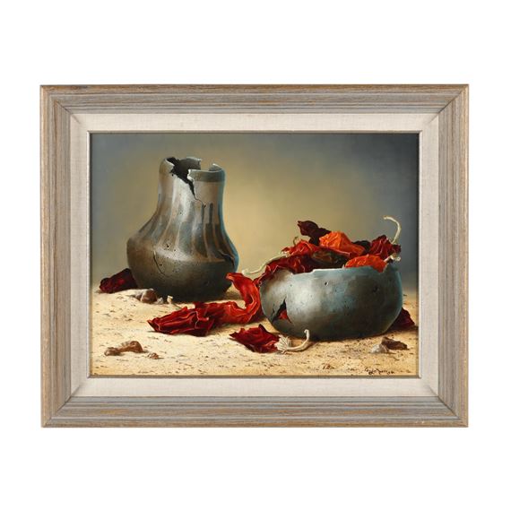 Gayle Nason | Still Life with Southwestern Pottery and Dried Peppers ...
