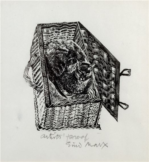 Enid Marx | Cat in a Wicker Basket (1936) | MutualArt