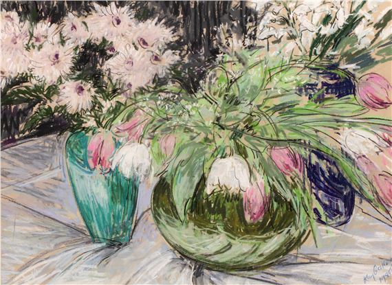Kay Gallwey | Pink Tulips in Glass Vase (1989) | MutualArt
