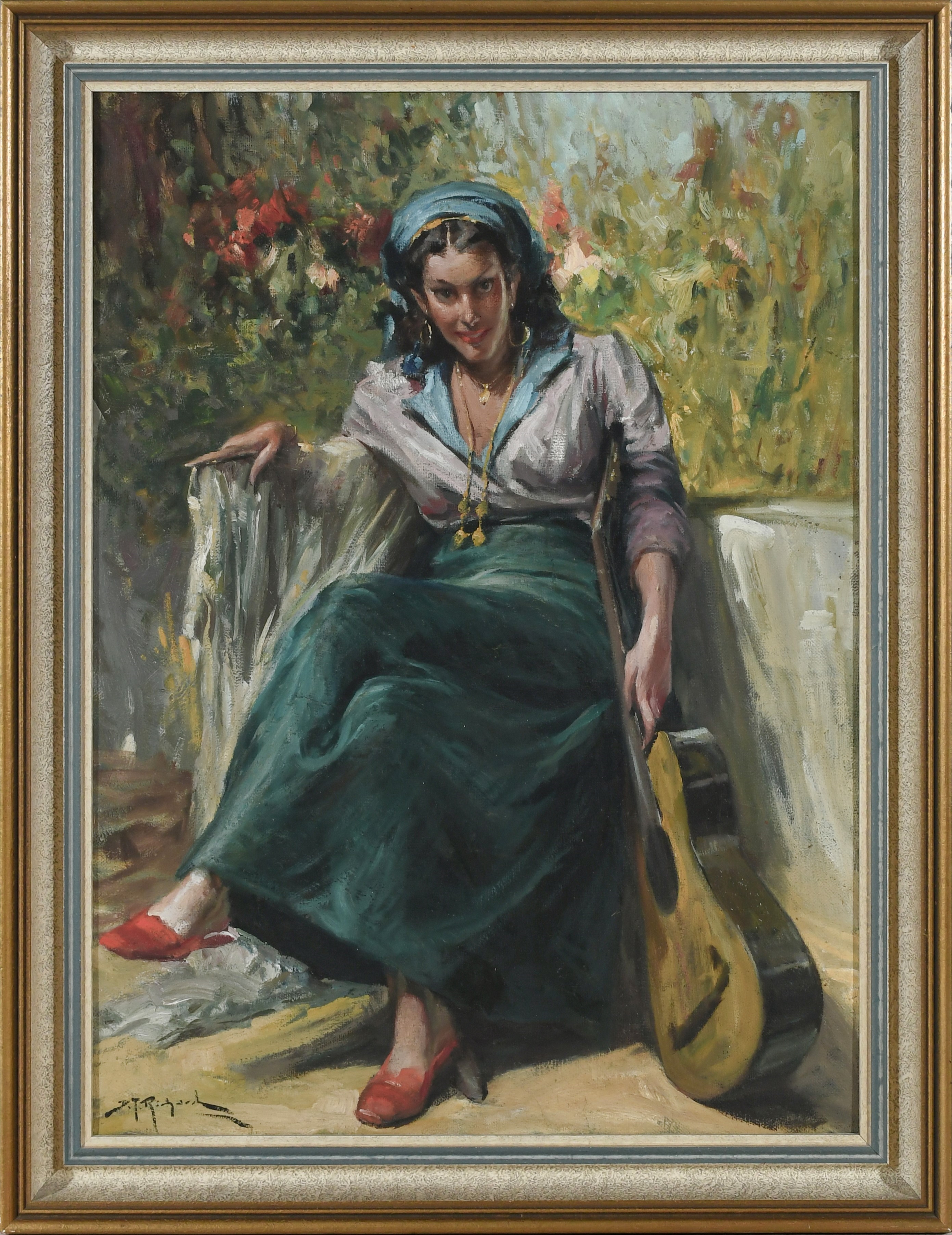 Richard Durando Togo | Portrait of a young lady with a guitar | MutualArt