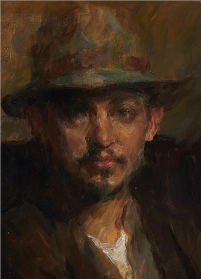 Ron Hicks | Portrait of a man with a hat | MutualArt