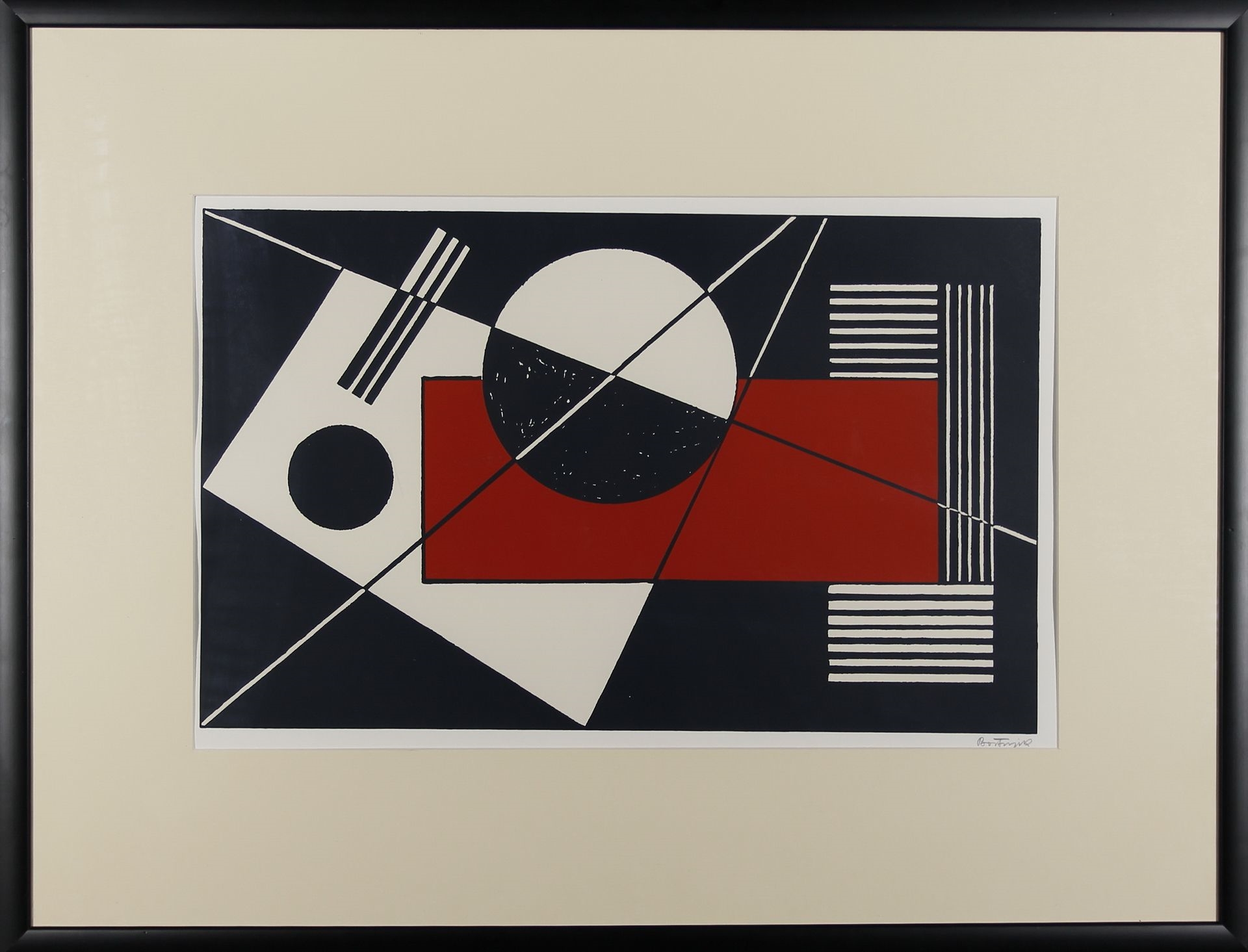 Sándor Bortnyik | Pirosfekete kompozíció | MutualArt