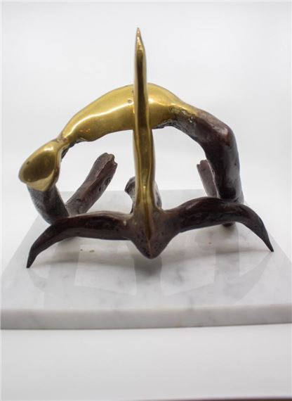 Eli Ilan | A Brutalist patinated and polished Confrontation bronze ...