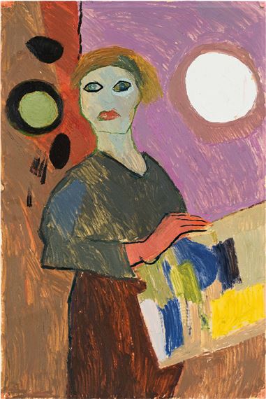 Kurt Absolon | Self portrait with painting palette (Circa 1948) | MutualArt