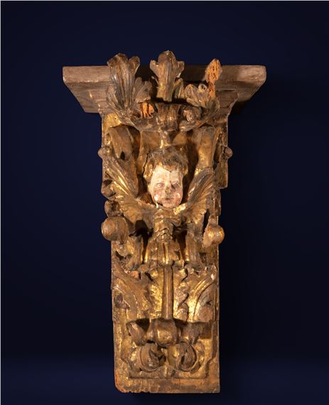 Spanish School, 17th Century | Escuela Española del siglo XVII - Mensula de madera con angelito ...