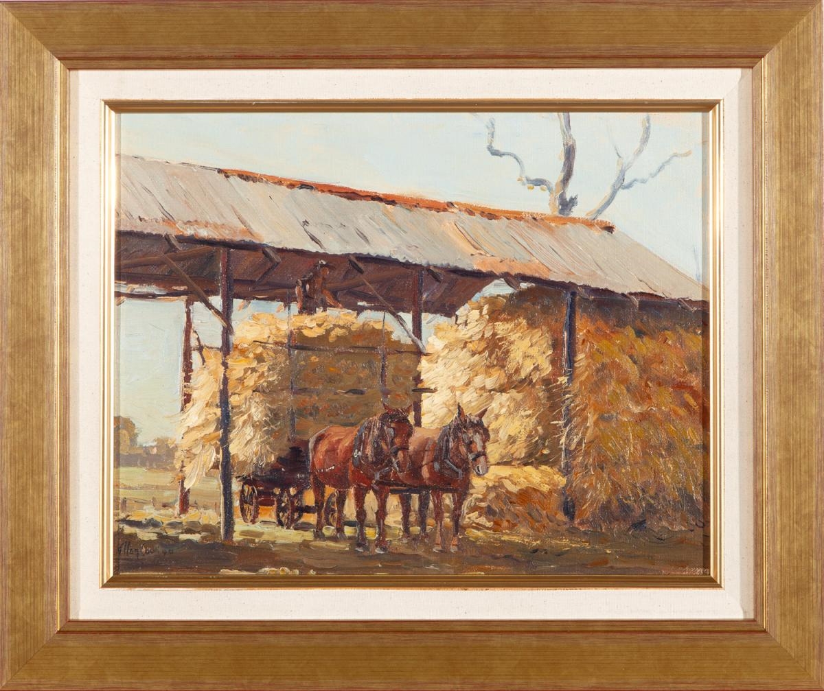 Allon Cook | UNLOADING THE HAY WAGON | MutualArt