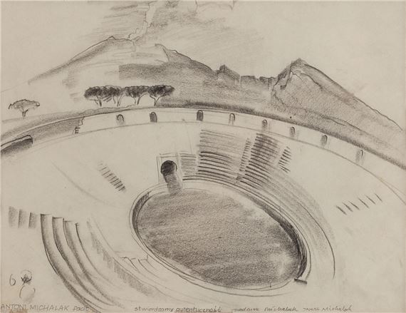 Antoni Michalak | View of the amphitheater in Pompeii (1926) | MutualArt
