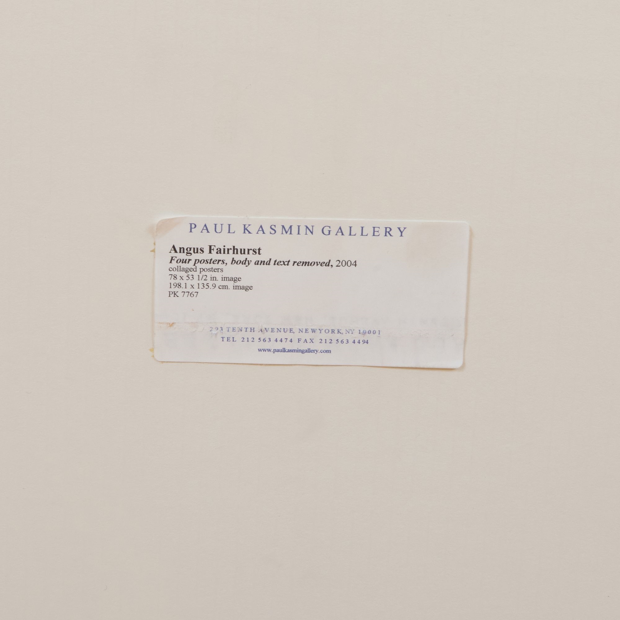 Angus Fairhurst | Four Posters, Body and Text Removed (2004) | MutualArt