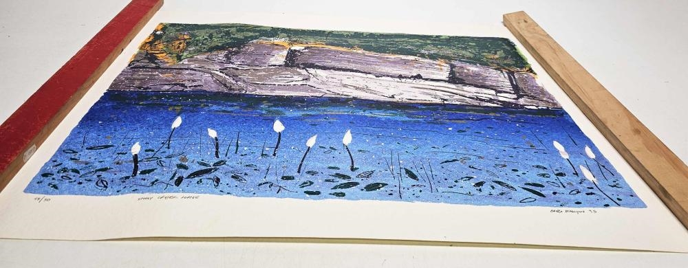 Greg Mallyon | Two unframed paintings of creeks, one signed by Greg ...
