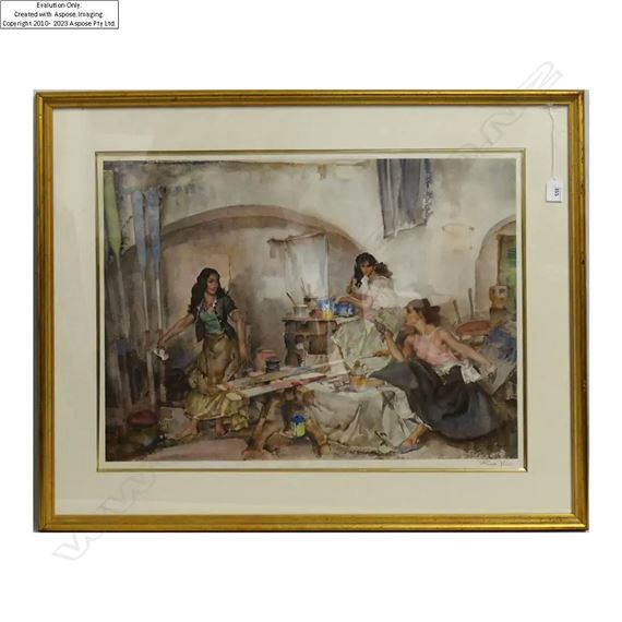 William Russell Flint | The Marchesa's Boathouse | MutualArt