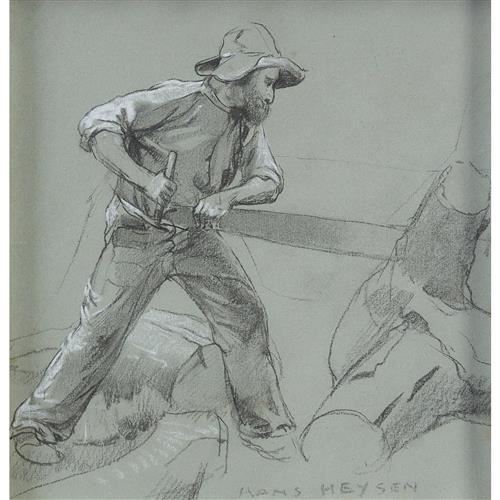 Hans Heysen | Sawyer at Work | MutualArt