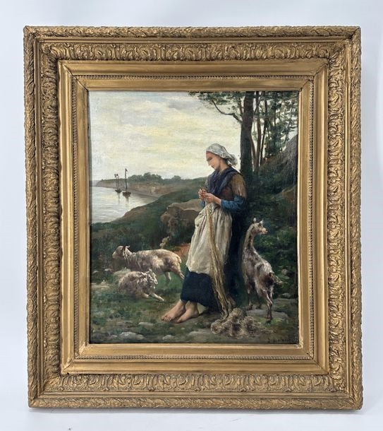 Jules Scalbert | The shepherdess and her sheep | MutualArt