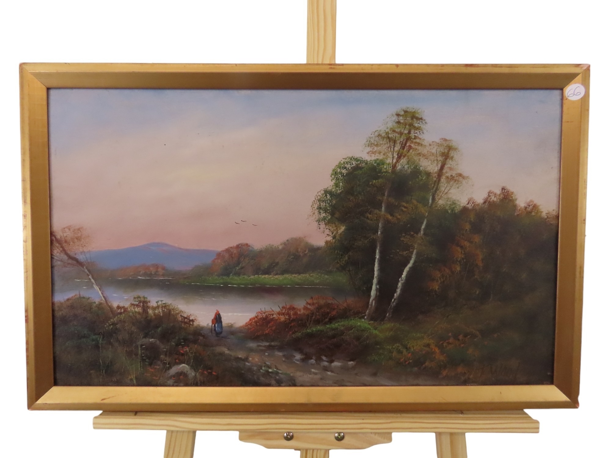 T. Wood | river landscape with trees and mountains (19th Century ...