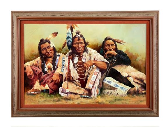 Troy Denton | TROY DENTON SEATED CHIEFS OIL ON CANVAS (1767) | MutualArt
