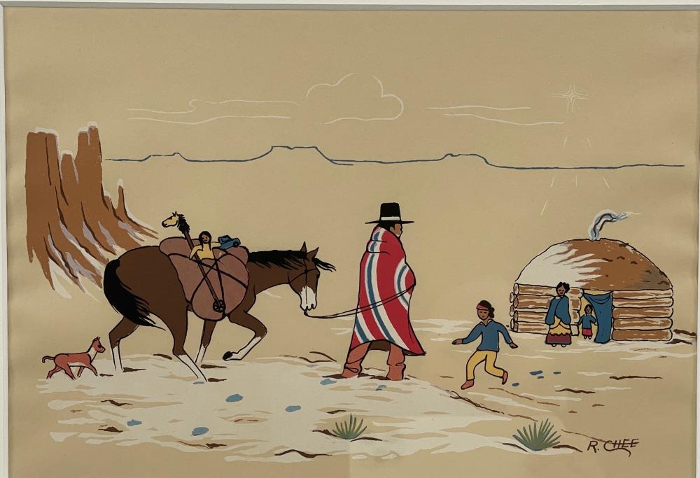 Robert Chee | 2PC ROBERT CHEE NAVAJO SILKSCREEN | MutualArt
