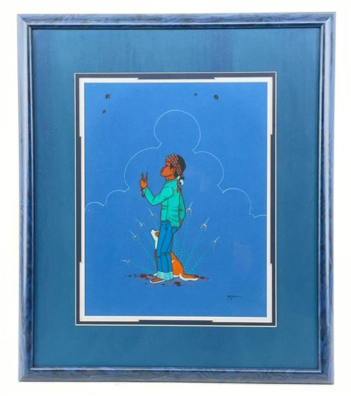 Beatien Yazz | BEATIEN YAZZ NAVAJO BOY GOUACHE | MutualArt