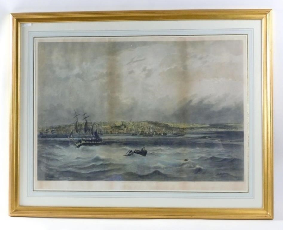 William Wellstood | Colored Engraving Of New Bedford Harbor | MutualArt