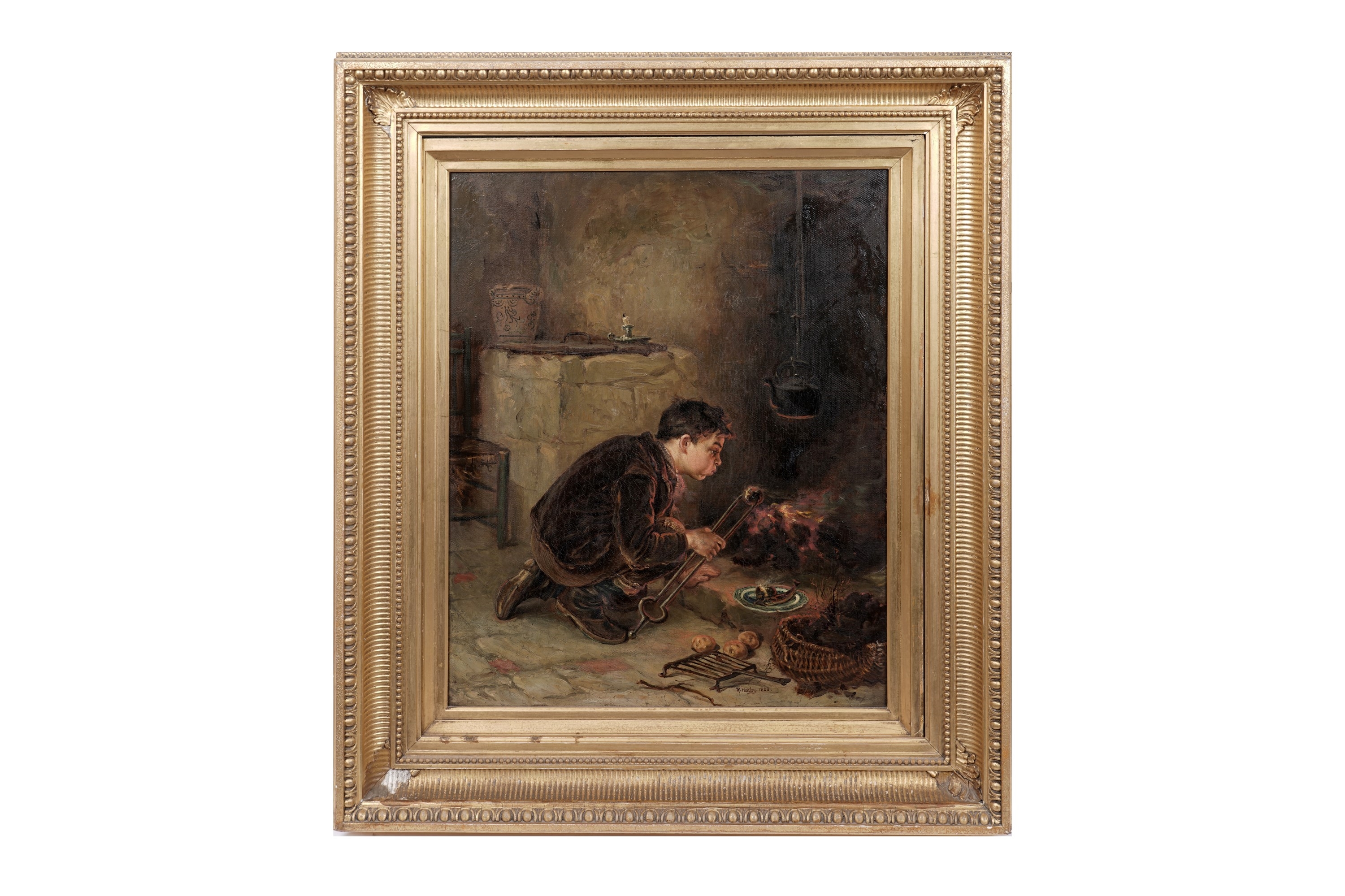 Ralph Hedley | Boy Taking a Potato From the Fire (1883) | MutualArt