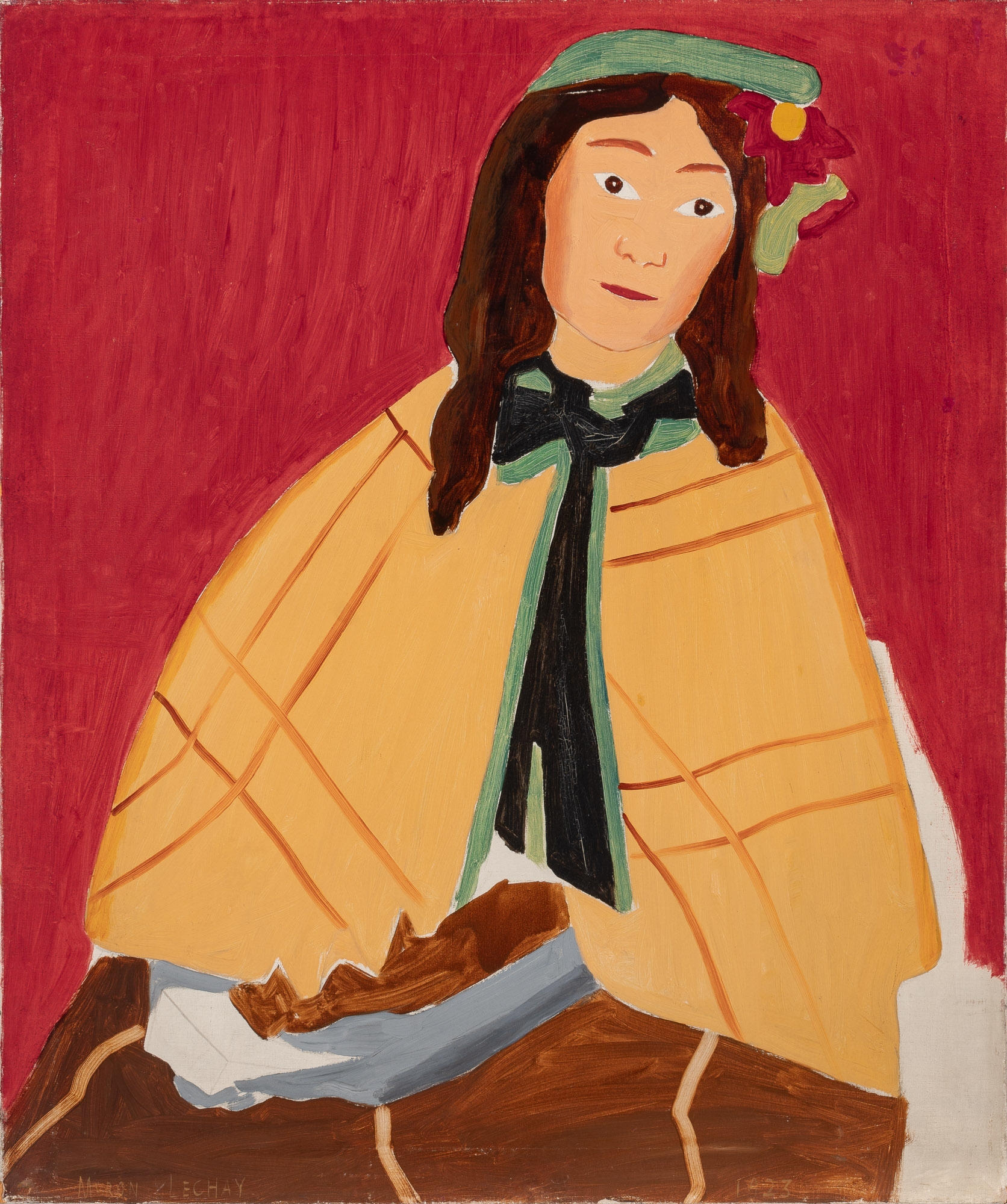 Myron Lechay | Portrait of a Woman in Cape (1923) | MutualArt