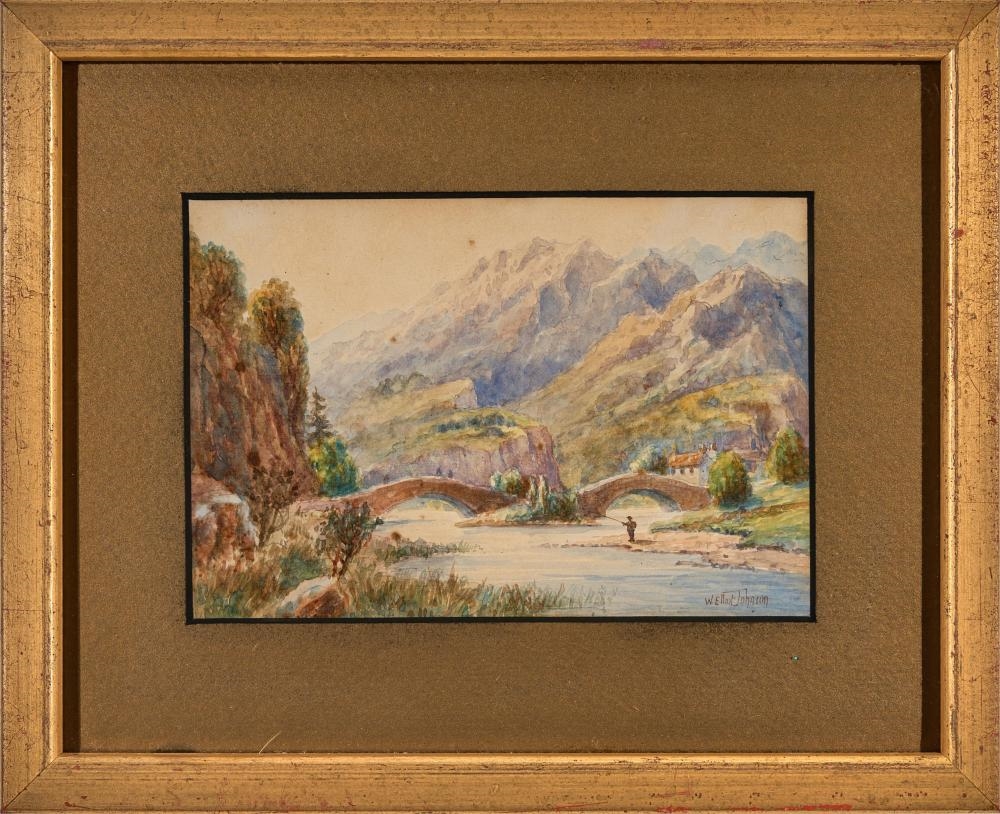 William Elliott Johnson | Highland Scene and Figure Fishing | MutualArt