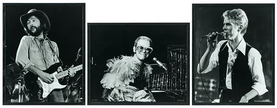 Ed Finnell | Tre fotografier, David Bowie, Eric Clapton, Elton | MutualArt