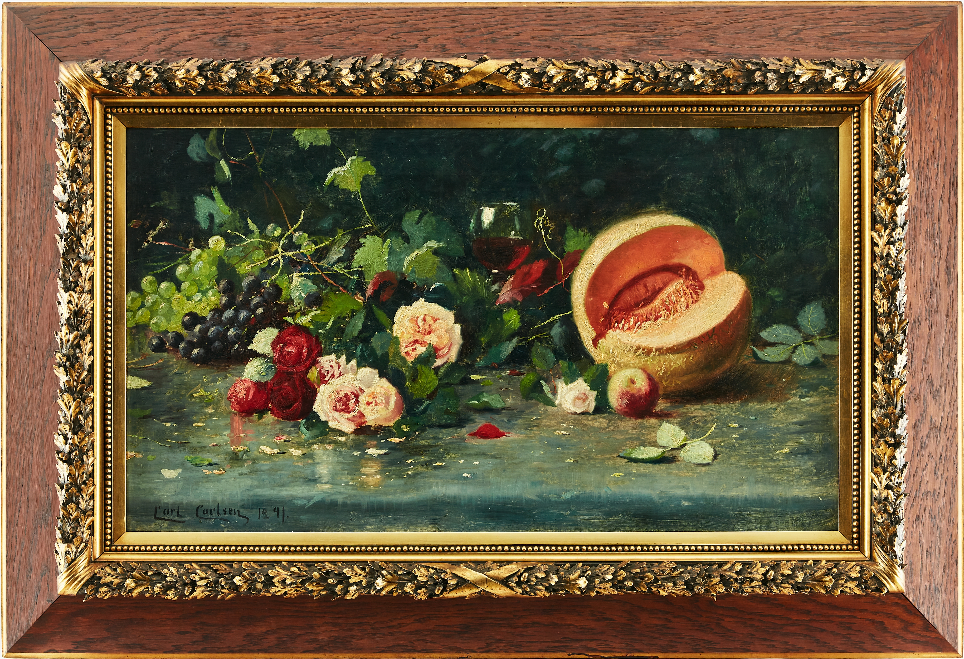 Carl Meter August Schlichting Carlsen | Stilleben med blommor och frukt ...