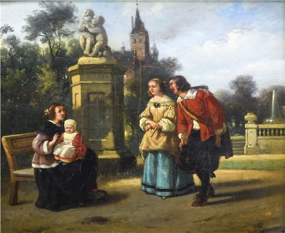 John Calcott Horsley | Elegant couple in 17th century dress walking ...