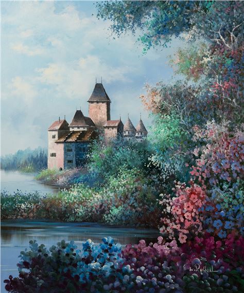 L. Russell | L Russell Castle Scene Acrylic on Canvas Painting | MutualArt