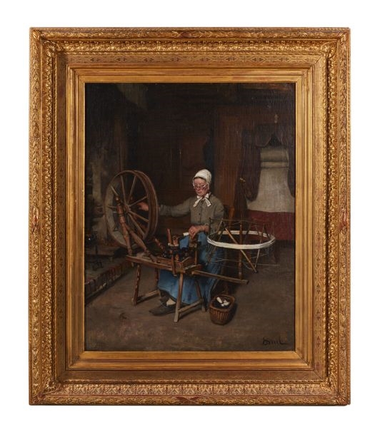 Anatole Jean Bail | The spinner at her spinning wheel | MutualArt