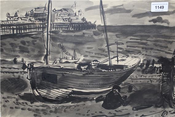 George Hooper | beached fishing boat before Brighton pier (47) | MutualArt