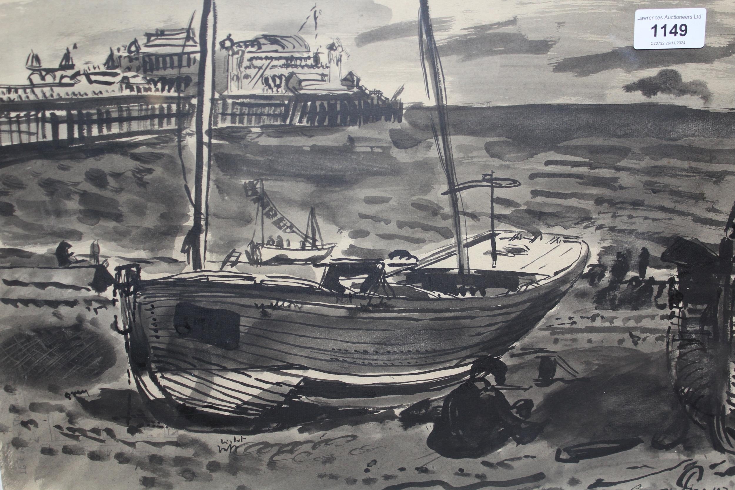 George Hooper | beached fishing boat before Brighton pier (47) | MutualArt